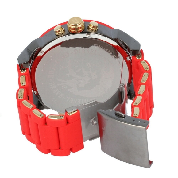 Diesel | Accessories | New Diesel Mr Daddy Red Silicone Mens Watch ...